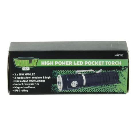 10w High Power Rechargeable Led Pocket Torch 1000lm Hulk