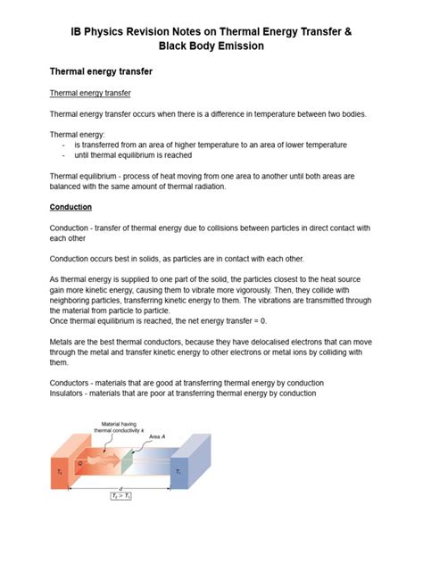 Ib Physics Notes On Thermal Energy Transfer Download Free Pdf