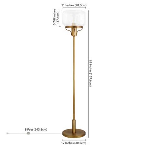 62 Inch Brass Novelty Floor Lamp With Clear Seeded Glass Globe Shade 1