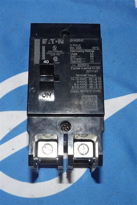 Nib Eaton Ghb2040 40a 2 Pole 277480v Circuit Breaker 1 Year Warranty