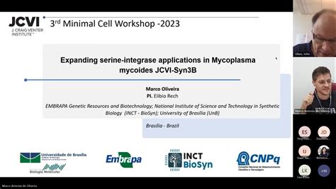 Marco Oliveira — Expanding Serine Integrase Applications In Mycoplasma Mycoides Jcvi Syn3b Youtube