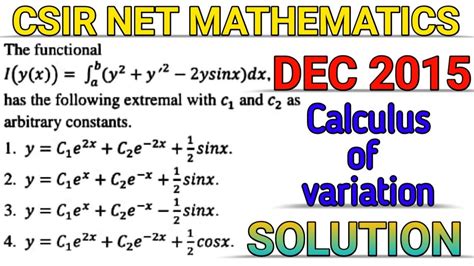 csir net mathematics dec 2015 calculus of variation solution