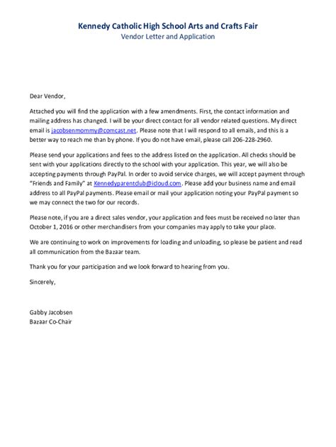Fillable Online Vendor Letter And Application Fax Email Print PdfFiller