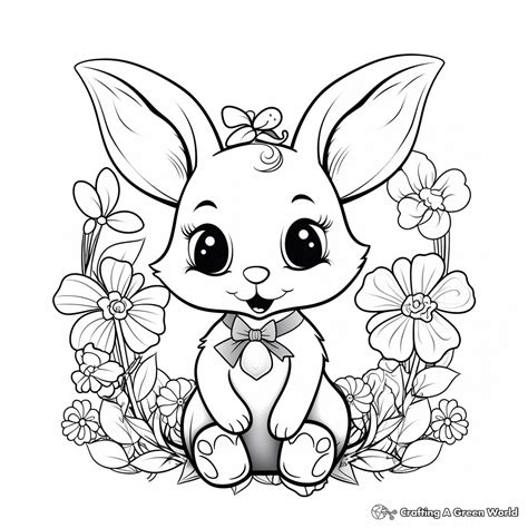 Bunny With Flowers Coloring Pages Free And Printable
