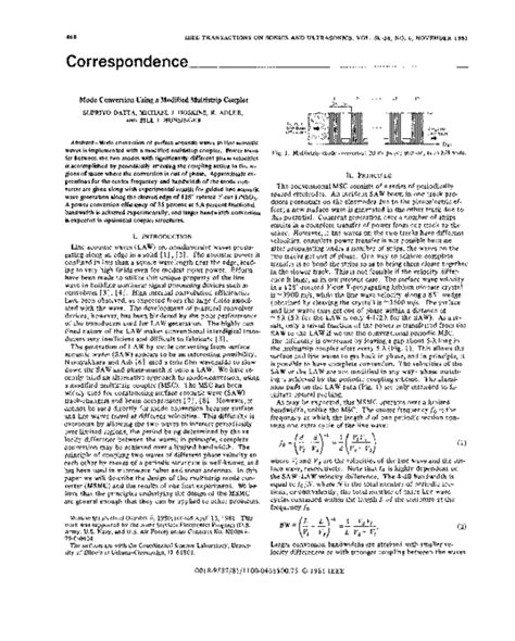Pdf Mode Conversion Using A Modified Multistrip Coupler