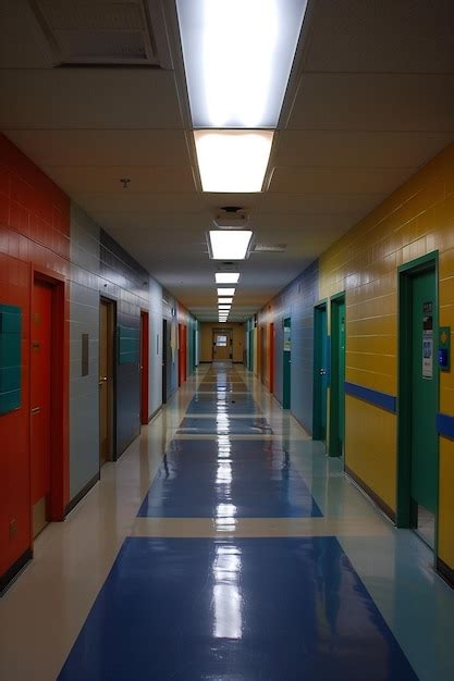 Premium Photo Empty School Hallway Interior