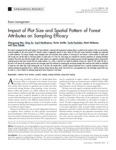 Pdf Impact Of Plot Size And Spatial Pattern Of Forest Attributes On Sampling Efficacy