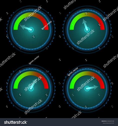 Set Speed Performance Gaugestachometer Indicator Scale Stock Vector Royalty Free