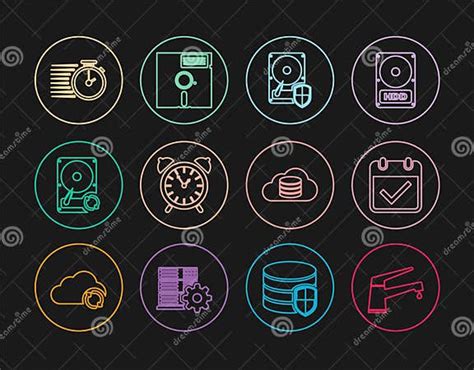 Set Line Water Tap Calendar With Check Mark Hard Disk Drive Hdd Protection Alarm Clock Sync