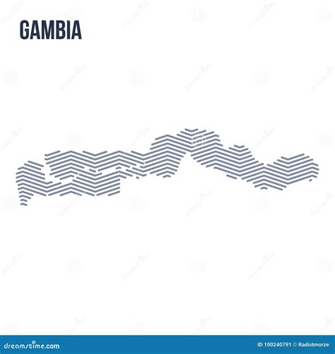 Vector Abstract Hatched Map Of Gambia With Zig Zag Lines Isolated On A White Background Stock
