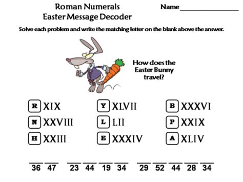 roman numerals easter math activity message decoder teaching resources
