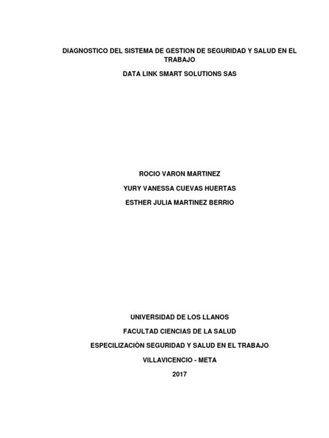 Runillanos E Sst 0012p Diagnóstico Del Sistema De Gestión De Seguridad