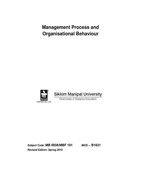 management process and organisational behaviou pdf organizational behavior attitude