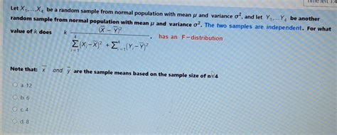 solved me lert 14 let x xbe a random sample from normal
