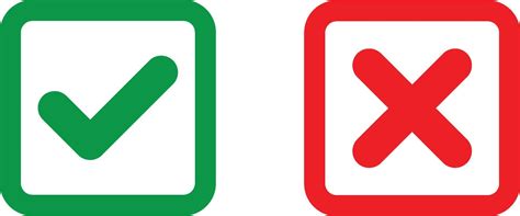 Tick Mark Icon Button Set Check Box Correct Right Wrong Black Buttons Or Yes Or No Checkmark Red