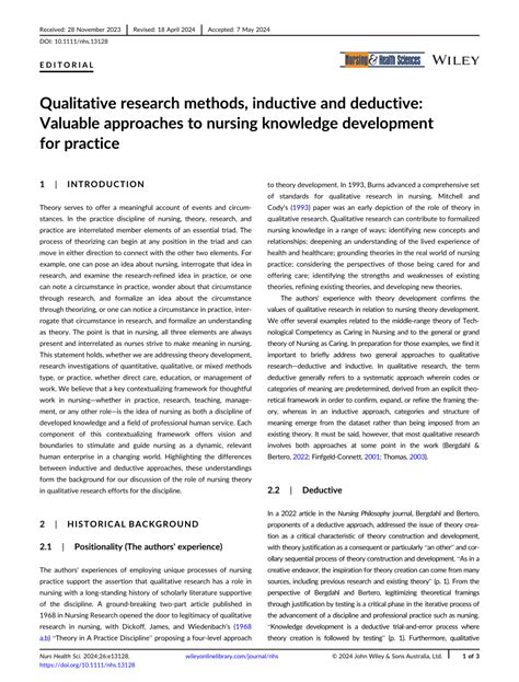 Qualitative Research Methods Inductive And Deductive Valuable Approaches To Nursing Knowledge