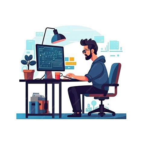 premium ai image developer at computer engineer coding hacker concept