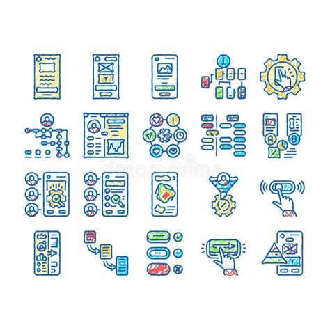 Ui Ux Design Agency User Develop Icons Hand Drawn Stock Illustration