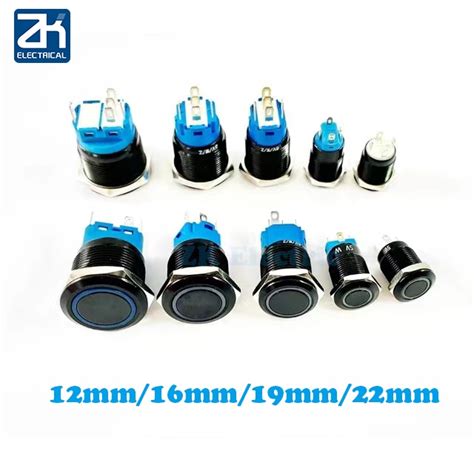 Mm Metal Button Switch LED Oxidized Black Self Locking Self Resetting Waterproof Switch Button