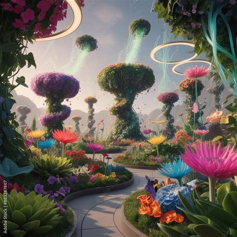 Stellar Garden A Garden Set On An Asteroid Floating In Deep Space