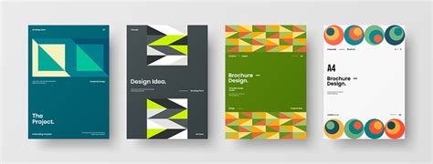 회사 Id 브로셔 템플릿 컬렉션입니다 비즈니스 프리젠 테이션 벡터 A4 수직 방향 전면 페이지 모형 세트 기업 보고서 커버 추상 기하학적 일러스트 디자인 레이아웃 번들 0