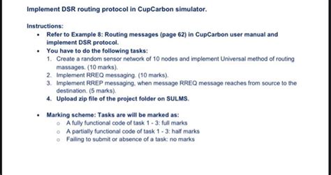 Solved Implement Dsr Routing Protocol In Cupcarbon