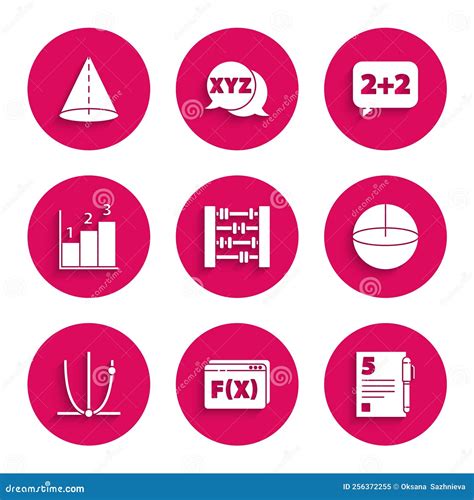 Set Abacus Function Mathematical Symbol Test Or Exam Sheet And Pen