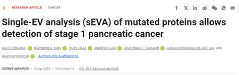 Mutated Protein Analysis Of Single Extracellular Vesicles Detects Pancreatic Cancer Creative