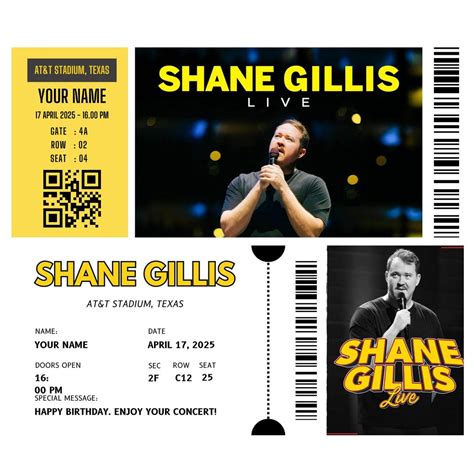 Shane Gillis Printable Live Ticket Ts Shane Gillis Editable Custom