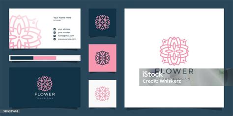뷰티 살롱 패션 스킨케어 화장품 요가 및 스파를 위한 명함 디자인이 있는 우아한 고급 미니멀 꽃 만다라 로고 개념에 대한 스톡