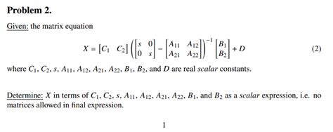 Solved Given The Matrix Equation Chegg Com