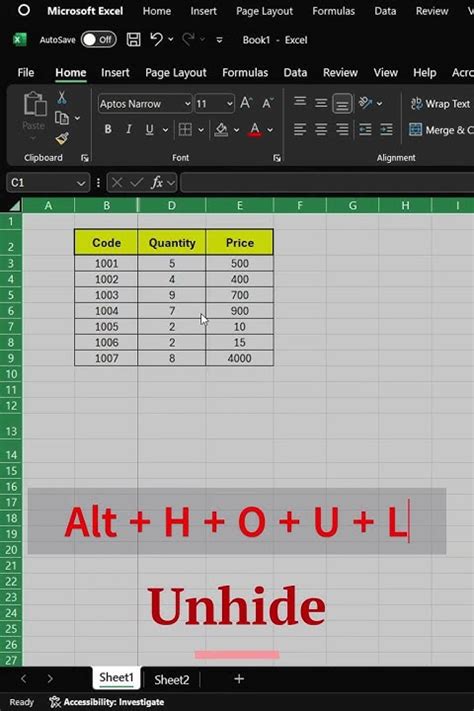 excel hide and unhide row and column excel tips and tricks shorts