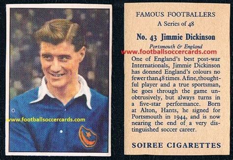 1958 Jimmy Dickinson 43 Portsmouth And England Soiree Cigarettes Box Card