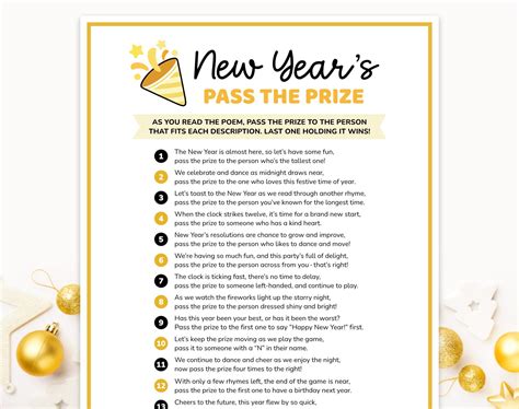 New Years Pass The Prize Game Pass The Prize New Years Game New Years