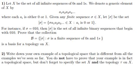 1 let x be the set of all infinite sequences of os