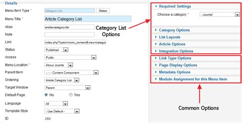 Help25menus Menu Item Article Category List Joomla Documentation