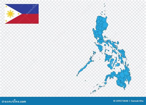 Philippines Map Design With 3d Style Blue Philippines Map And National Flag Simple Vector Map