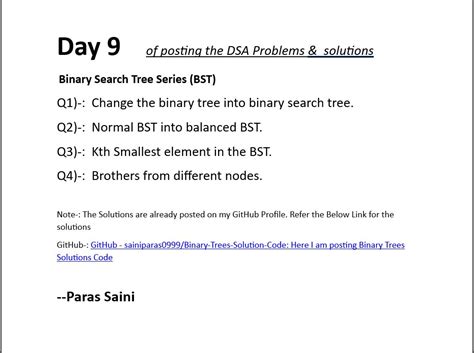 Paras Saini On Linkedin Day9 Of Posting The Dsa Problems And Solutions