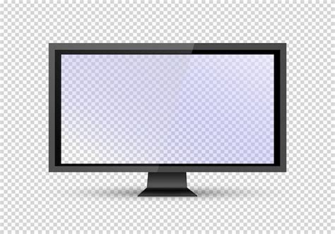 투명 배경에 모니터 컴퓨터 또는 검은 색 사진 프레임의 빈 Lcd 화면 플라즈마 디스플레이 또는 Tv 삽화 프리미엄 벡터