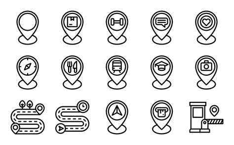 Location Map And Navigation Line Icon Set 5 10697481 Vector Art At Vecteezy