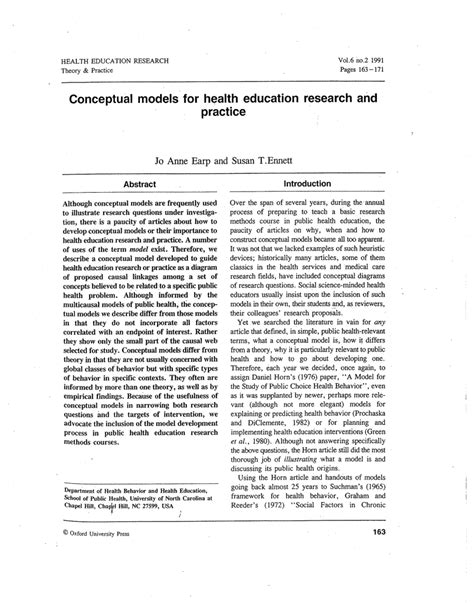 Pdf Conceptual Models For Health Education And Practice