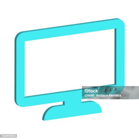 파란색 컴퓨터 모니터 흰색 배경에 원근법 아이콘 3d 0명에 대한 스톡 벡터 아트 및 기타 이미지 0명 디자인 모던 양식 Istock
