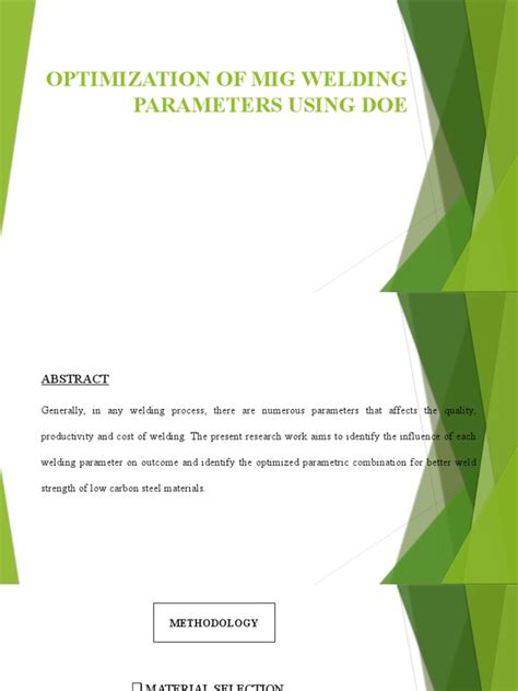 Optimization Of Mig Welding Parameters Using Doe Pdf Construction