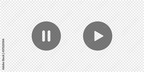 Play And Pause Simple Isolated Button Icon Set On Transparent