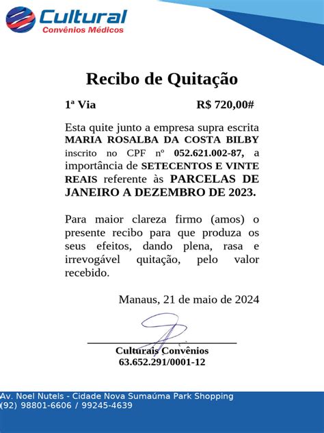 Recibo De Quitaçao Pdf