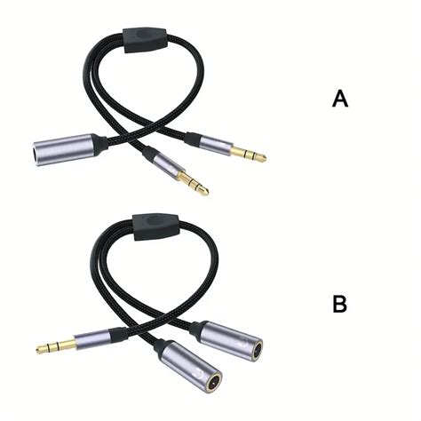 Y Splitter Aux Cable Extension Cord Gilded 3 5mm Jack Microphone