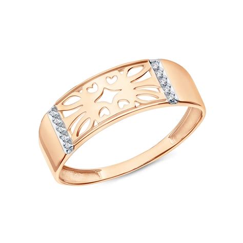 Золотое кольцо с фианитами МОСКОВСКИЙ ЦЕПЕВЯЗАЛЬНЫЙ ЗАВОД 70283100 розовое золото 585 пробы