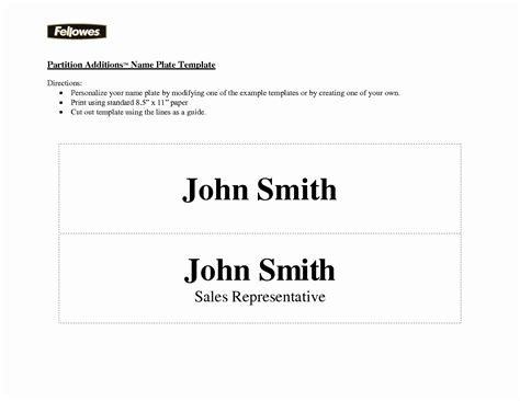 Name Plate Template Word