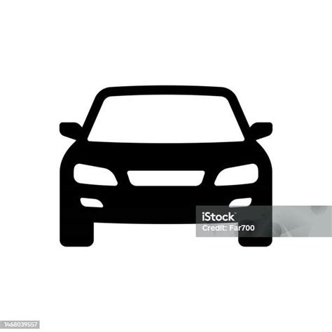 자동차 아이콘입니다 블랙 실루엣 전면 보기입니다 벡터 간단한 평면 그래픽 그림 흰색 배경에 격리된 개체입니다 격리 전경에 대한