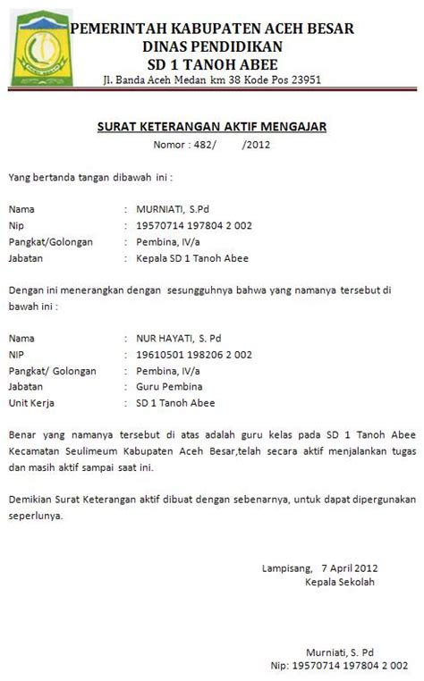 Contoh Surat Keterangan Mengajar Dari Kepala Sekolah Doc Kumpulan